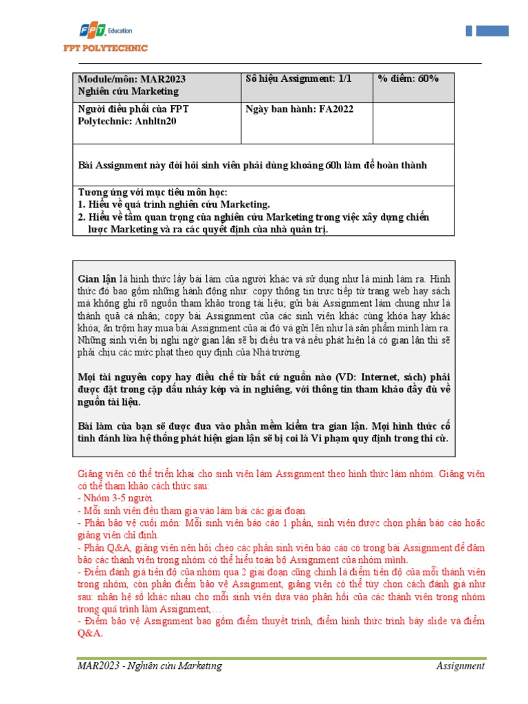 MAR2023 - Nghien Cuu Marketing - Assignment - FA2022 | PDF