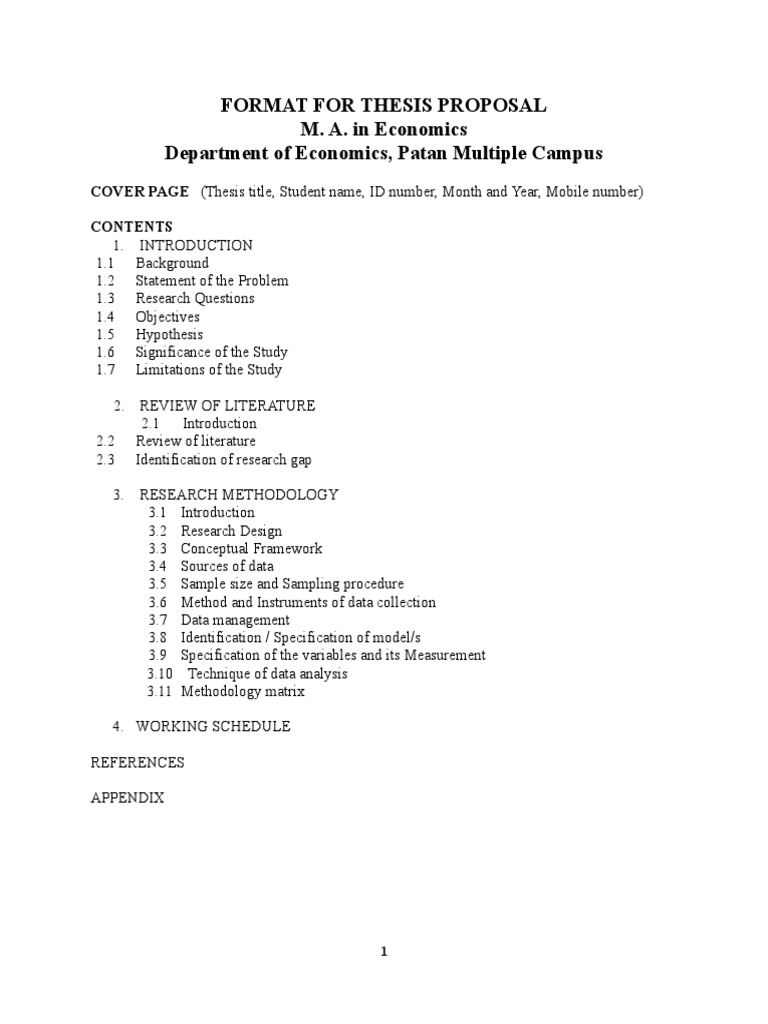 PMC - Dept - Proposal Format | PDF | Methodology | Hypothesis