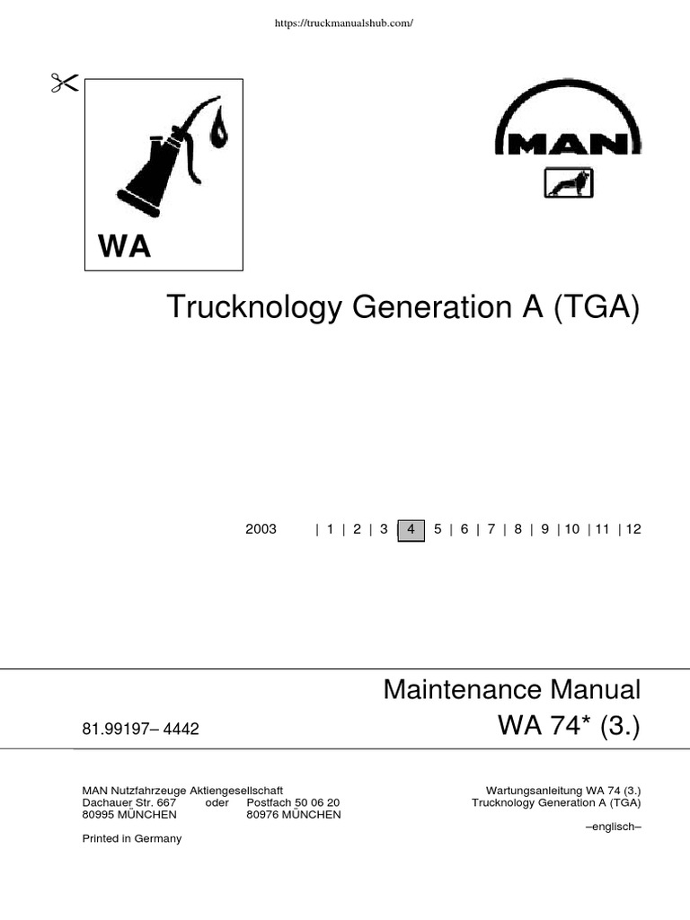 MAN TGA Operator's and Maintenance Manual | PDF | Screw | Wear