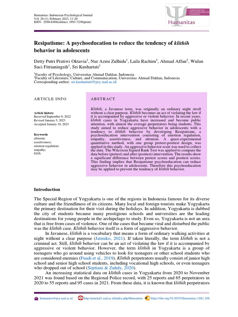 Revisi - 208-Article Text-1689-3-10-20230213 | PDF | Empathy | Bullying