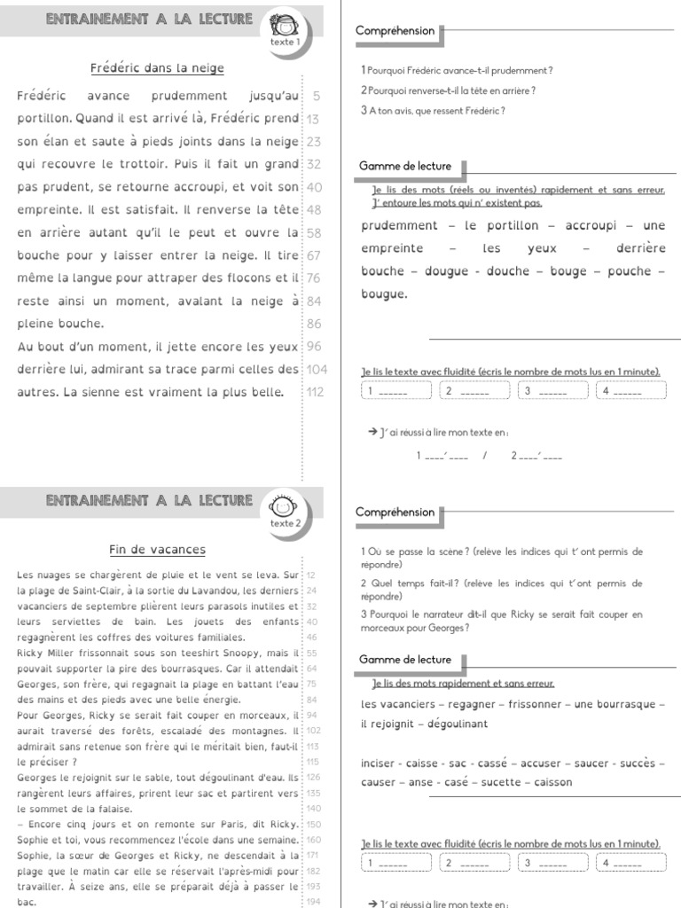 Picot CM2 Textes Pour Fluence Complet | PDF