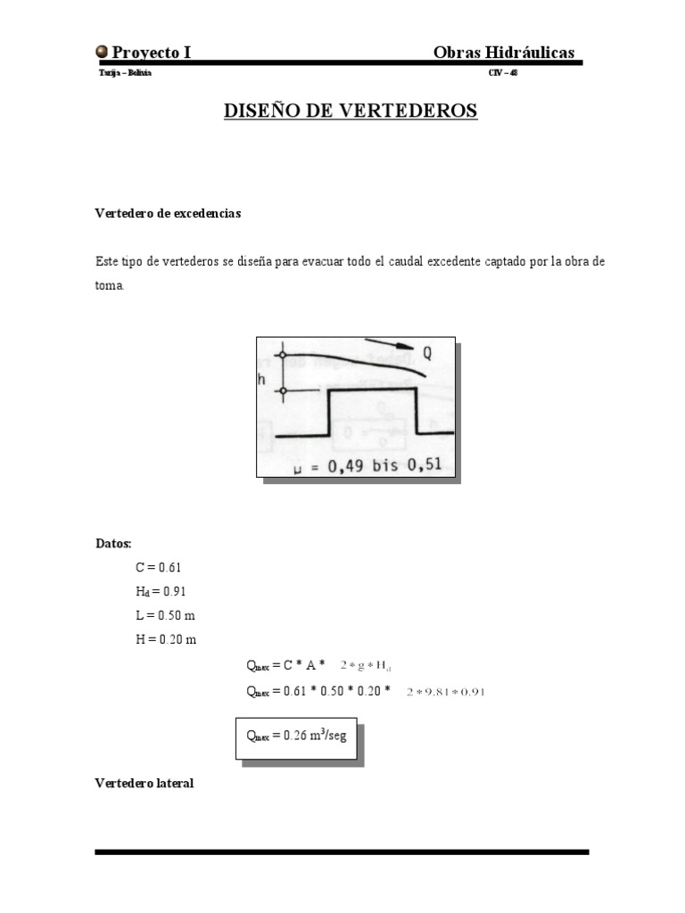 Diseño de Vertederos | PDF