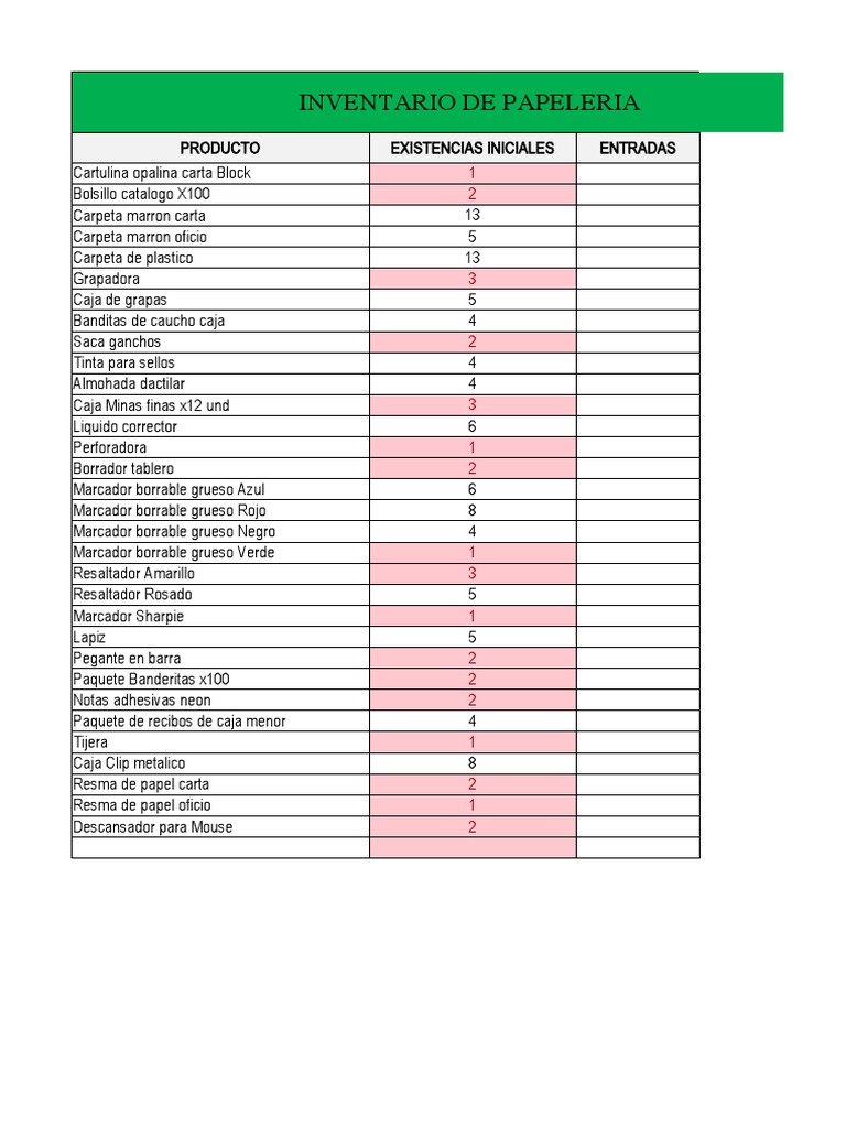 Control de Inventario | PDF | Papelería | Equipo