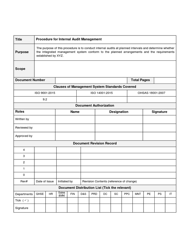 Procedure For Internal Audit Management | PDF | Audit | Auditor's Report