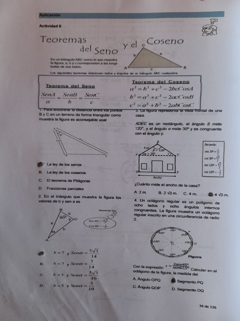 Teoremas de Seno y Coseno en Triángulos | PDF | Triángulo | Matemáticas