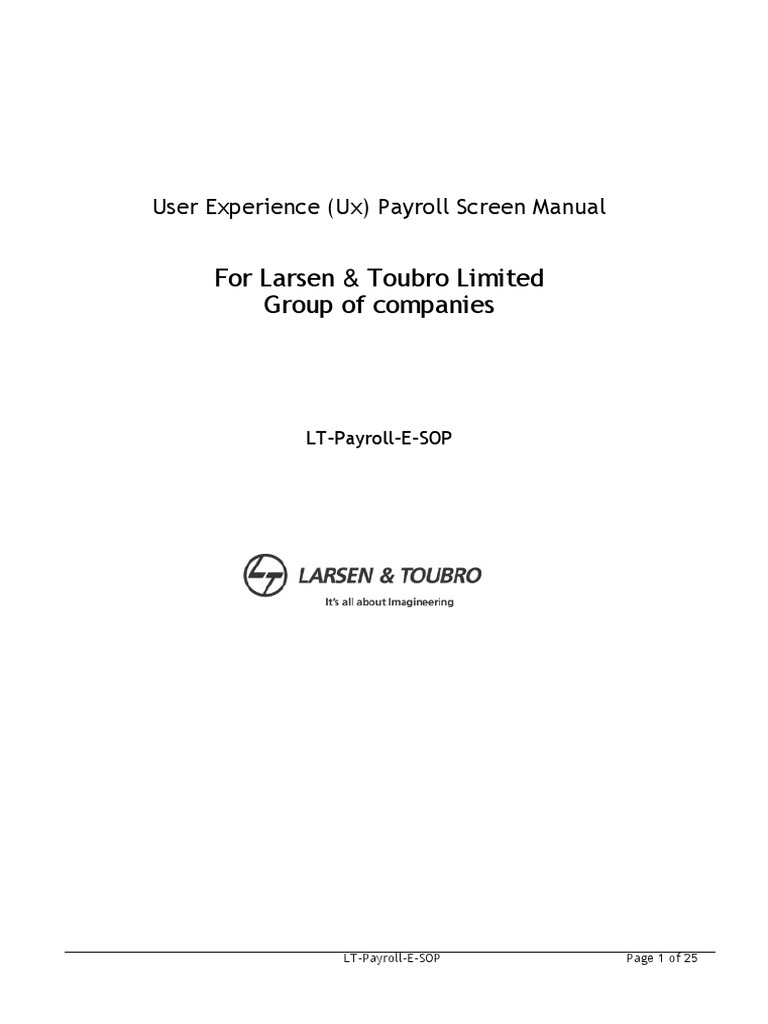 For Larsen & Toubro Limited Group of Companies: User Experience (Ux) Payroll Screen Manual | PDF ...