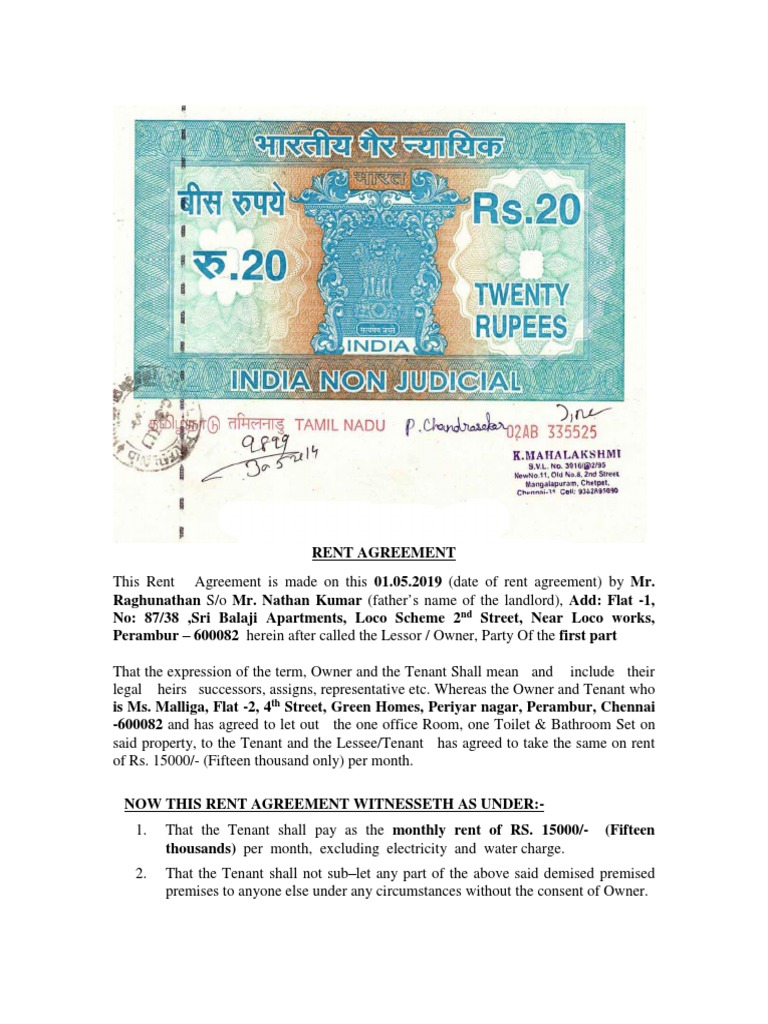 Format - Rent Agreement | PDF | Lease | Leasehold Estate