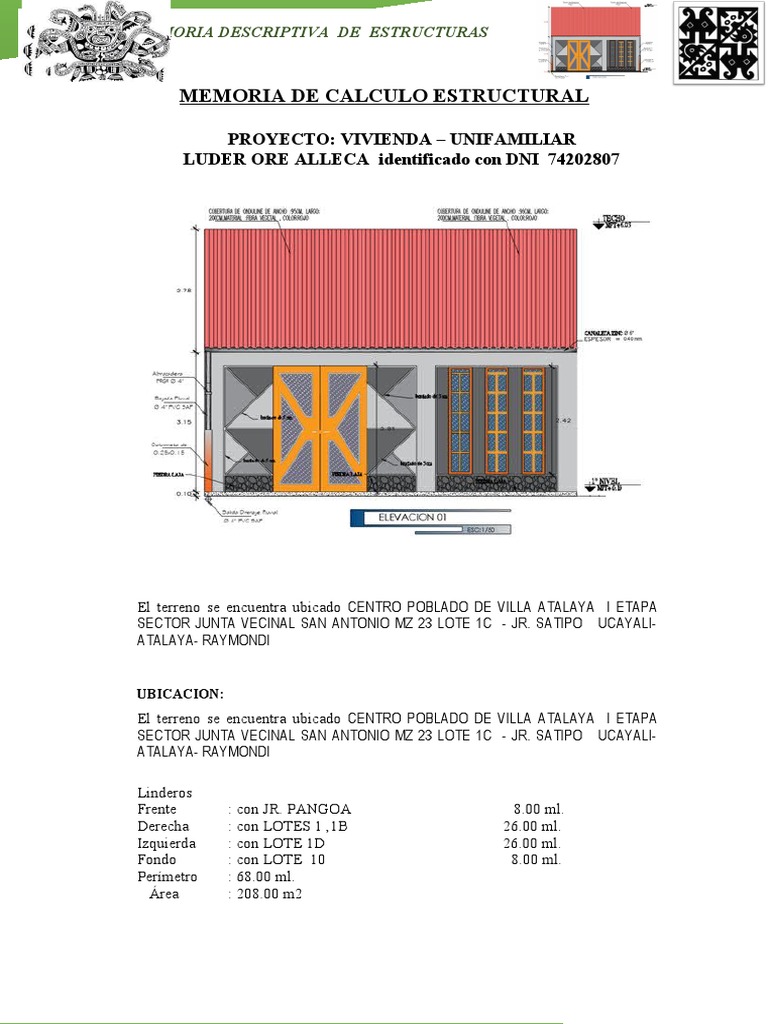 Memoria de Cálculo Estructural Vivienda Unifamiliar | PDF | Rigidez ...