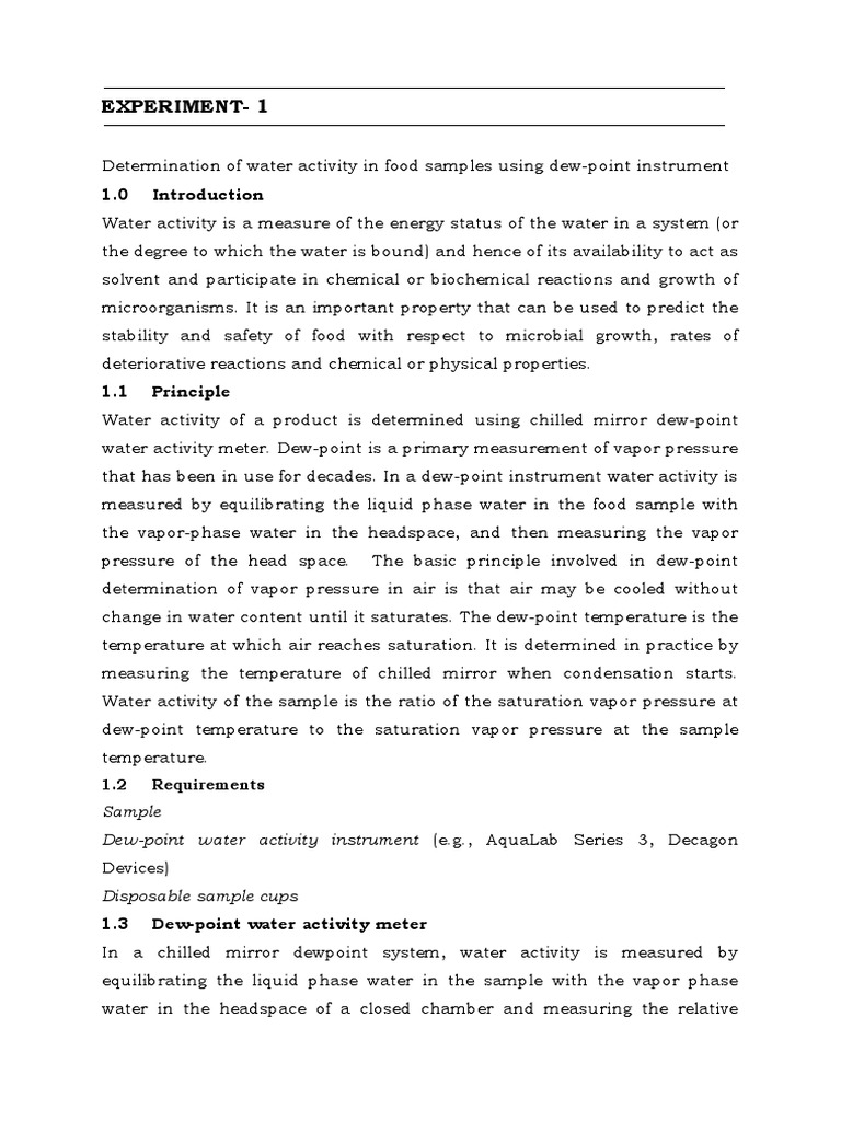 Water Activity | PDF | Humidity | Water