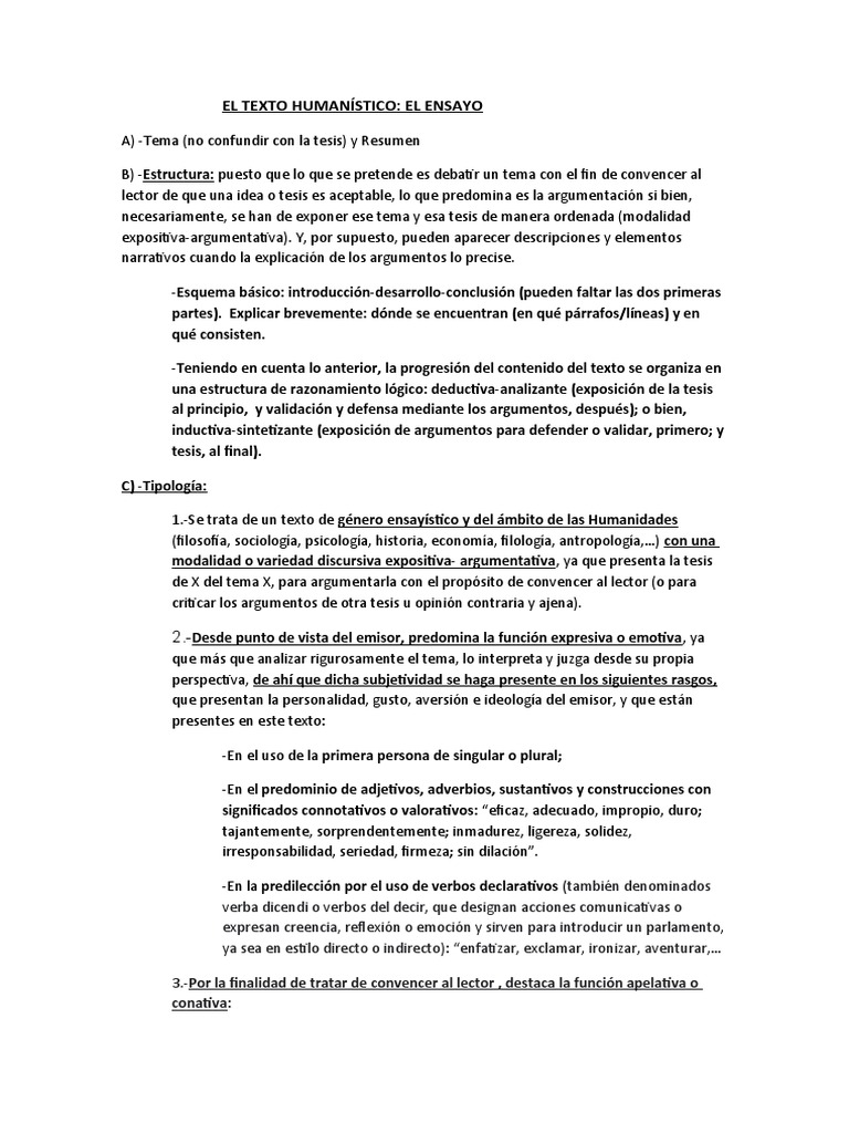 El Texto Humanistico 2 Bach | PDF | Ensayos | Lingüística