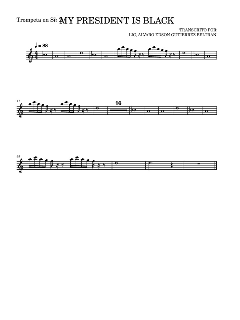 Partitura Trompeta: My President Is Black | PDF
