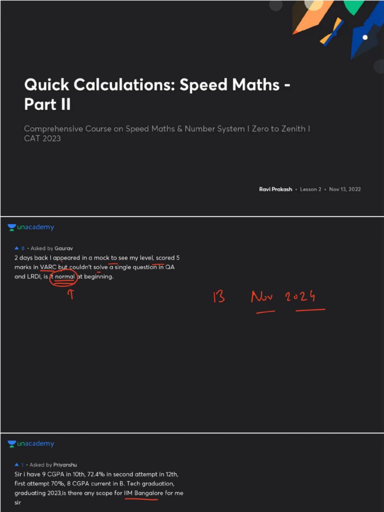 Quick Calculations Speed Maths Part II With Anno | PDF