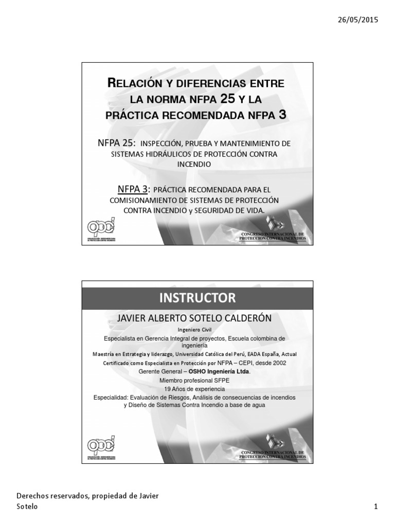 Un análisis comparativo de las normas NFPA 25 y NFPA 3 para la ...