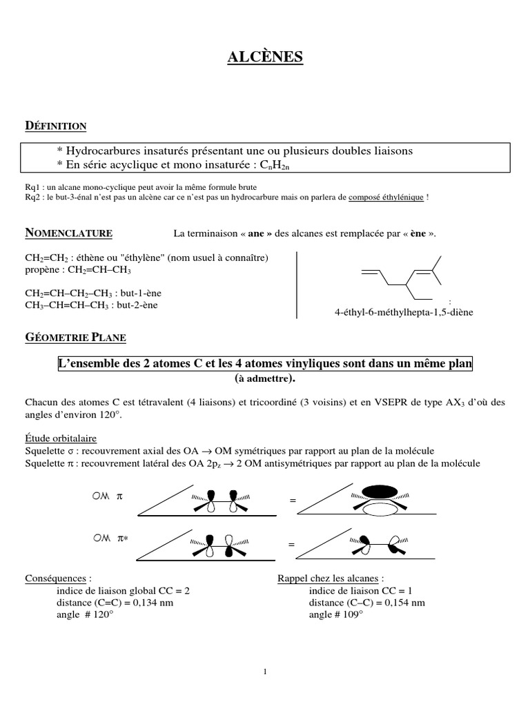 Nomenclature et propriétés des alcènes | PDF | Alcène | Chimie
