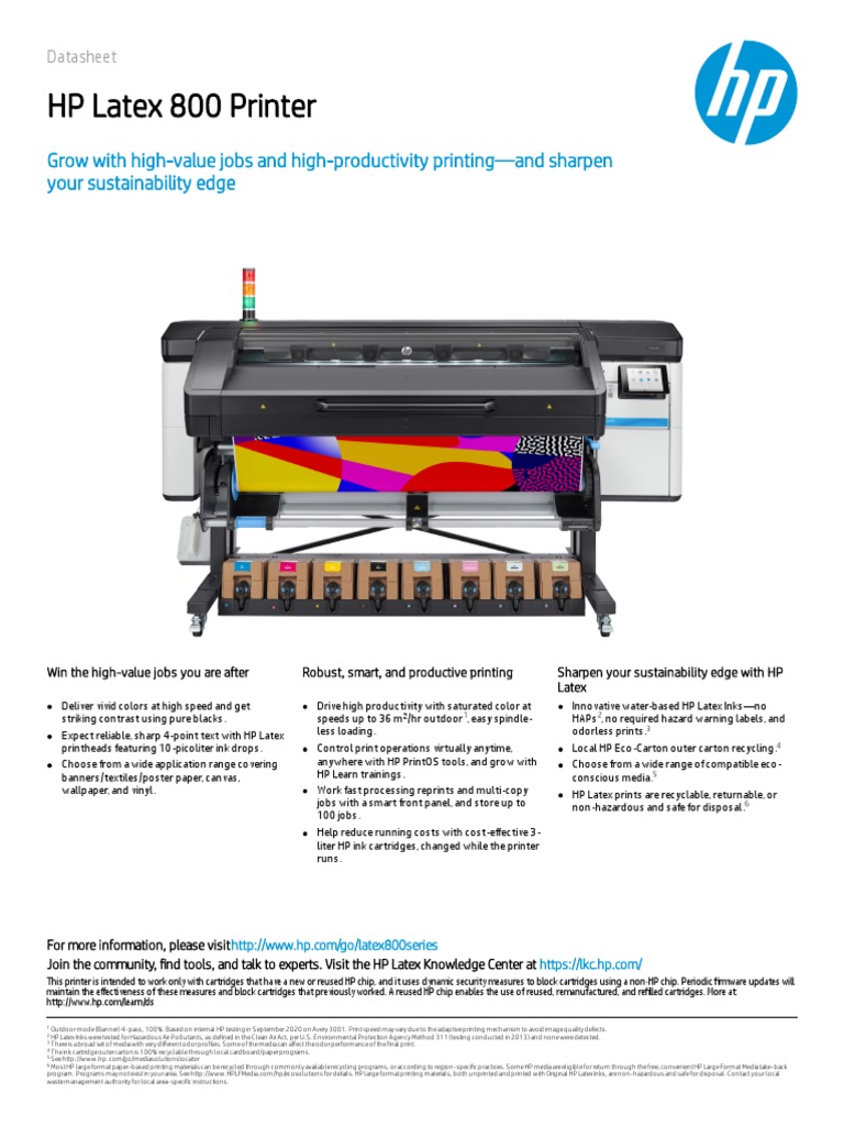 HP Latex 800 Printer: Grow With High-Value Jobs and High-Productivity Printing-And Sharpen Your ...