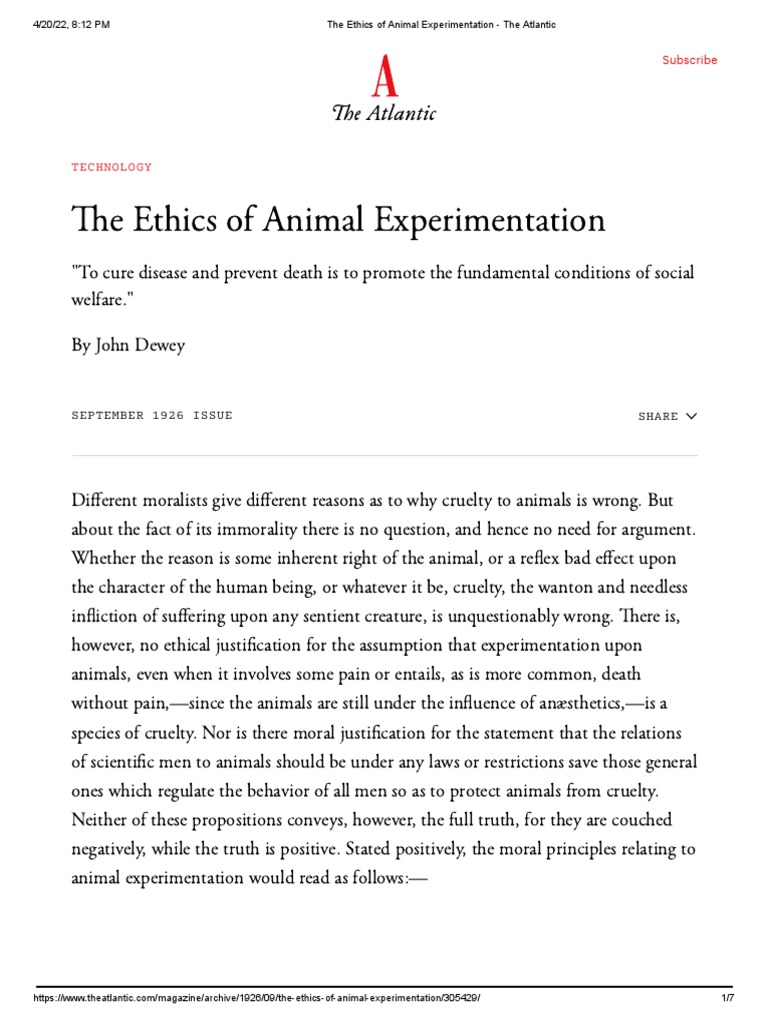 Ethics of Animal Experimentation | PDF | Animal Testing | Cruelty To ...