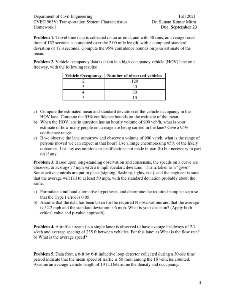 CVEG563V Fall21 Homework1 | PDF