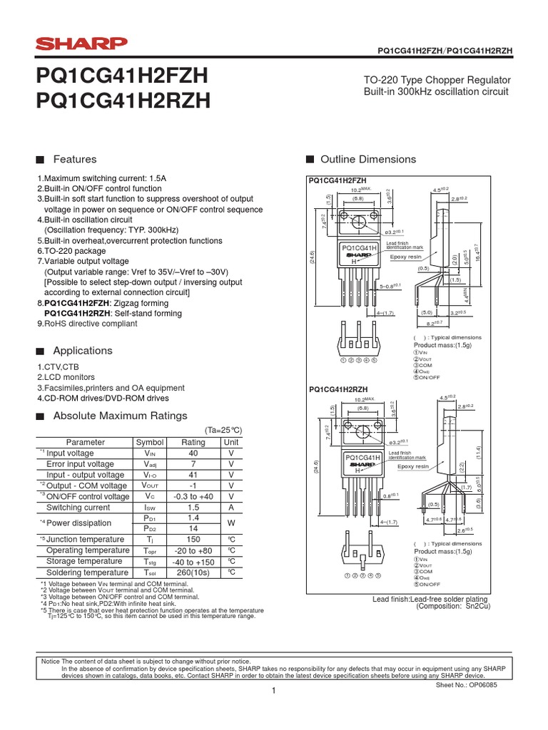 sharp microelectronics_pq1cg41h2_e-1203196 | PDF | Amplifier | Electronic Engineering