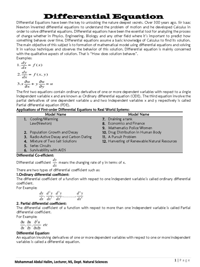 Understanding Differential Equations | PDF | Ordinary Differential ...