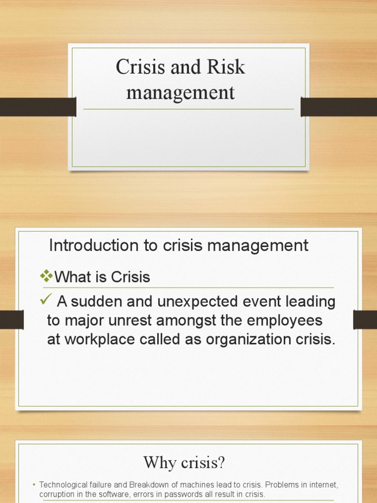 Crisis and Risk Management Overview | PDF | Risk | Risk Management