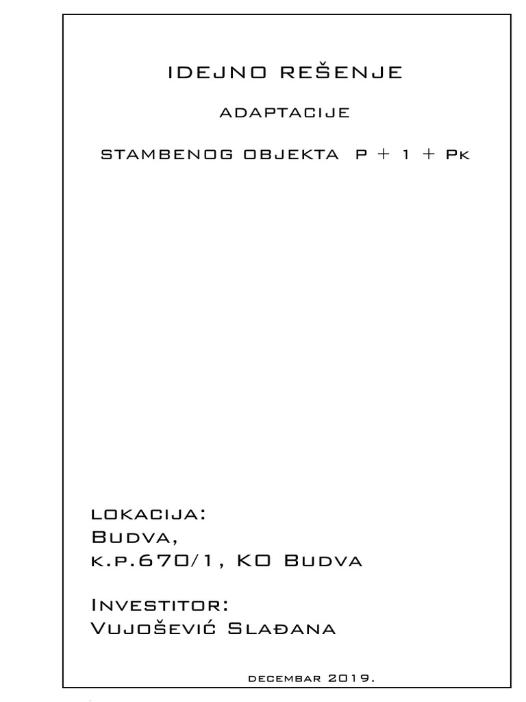 SlađanaVujošević - Idejno Rešenje - Adaptacija Objekta | PDF