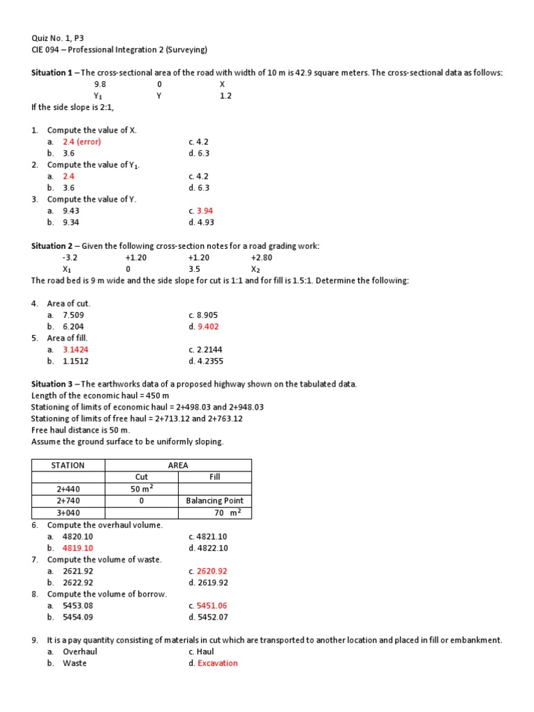Quiz 1 - P3 - Solution | PDF | Area | Metrology