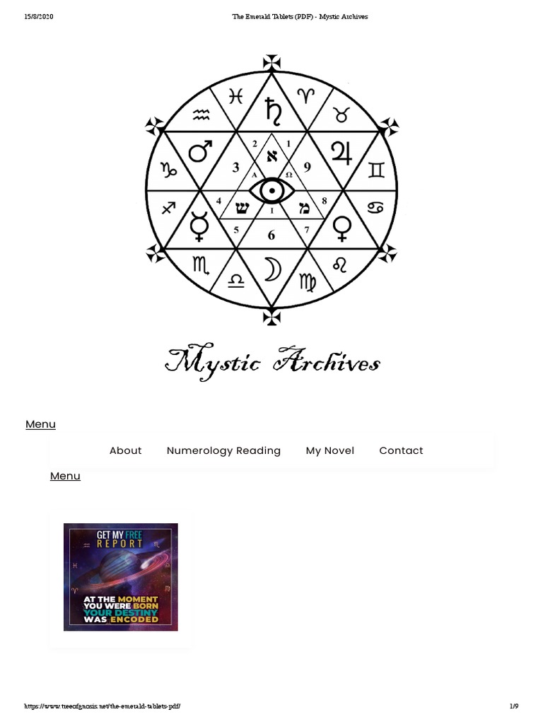 The Emerald Tablets (PDF) - Mystic Archives | PDF | Nature | Esotericism