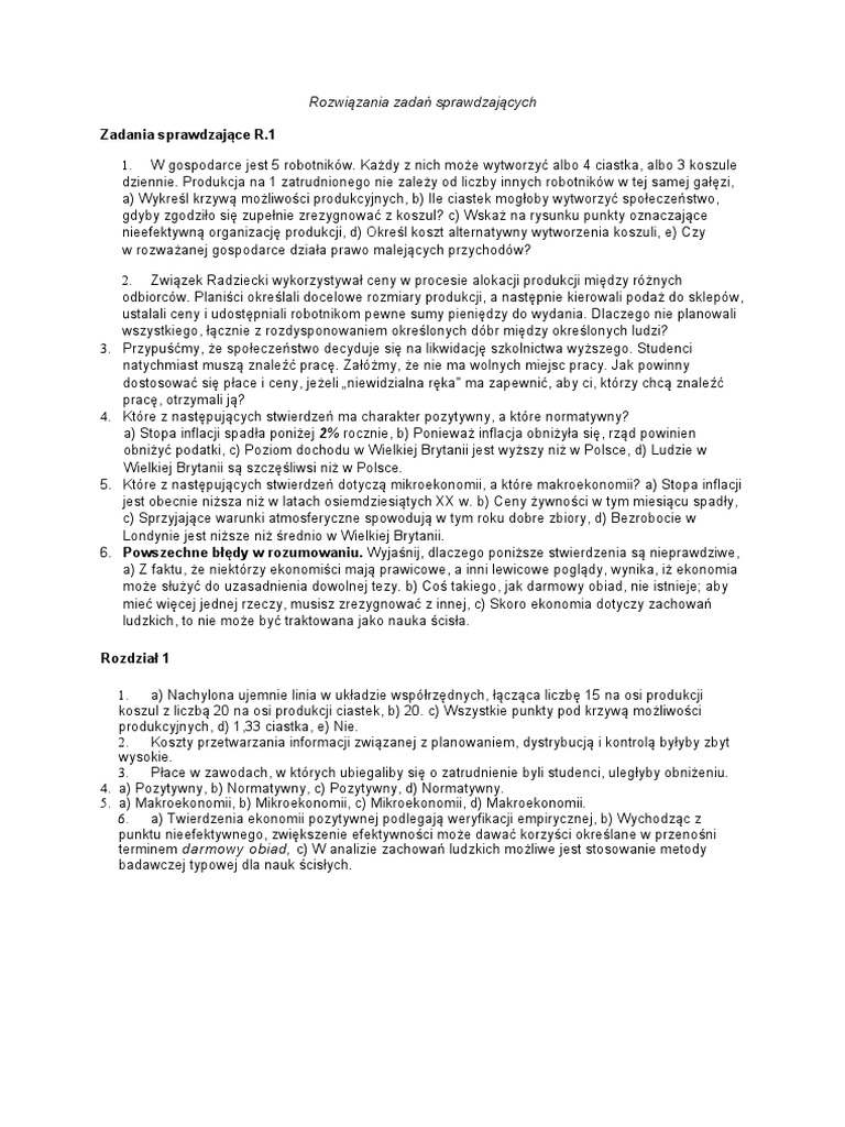 Rozwiazania Zadan Sprawdzajacych Ekonomia 446 | PDF