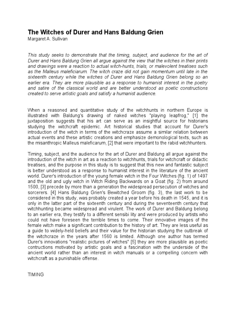 The Witches of Durer and Hans Baldung Grien | PDF | Witchcraft | Witch Hunt