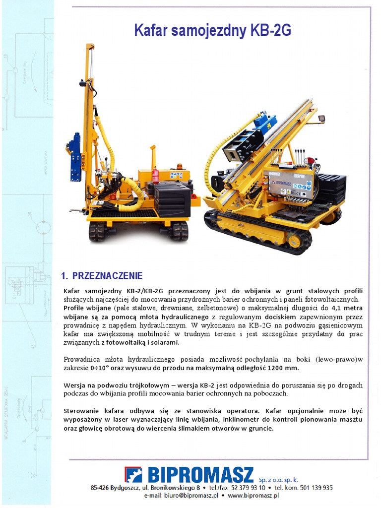 Kafar Samojezdny KB 2 KB 2G Do Wbijania Slupow Pod Konstrukcje Fotowoltaiczne | PDF
