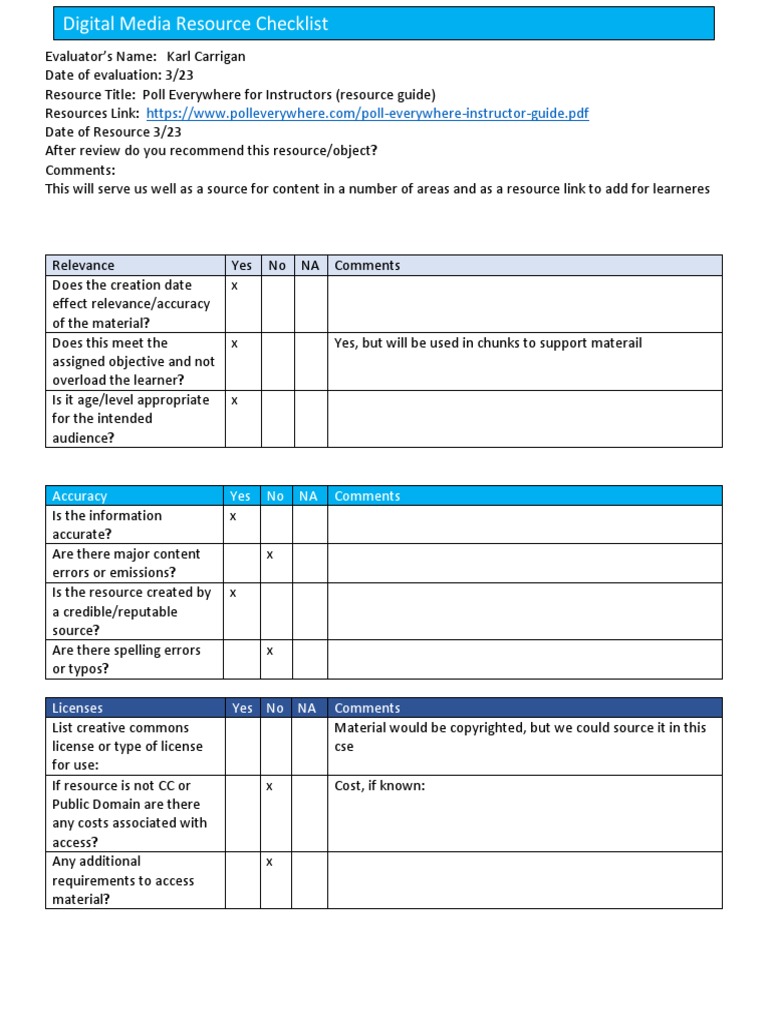 DMR Checklisr Poll Ev Guide | PDF | Learning | Creative Commons