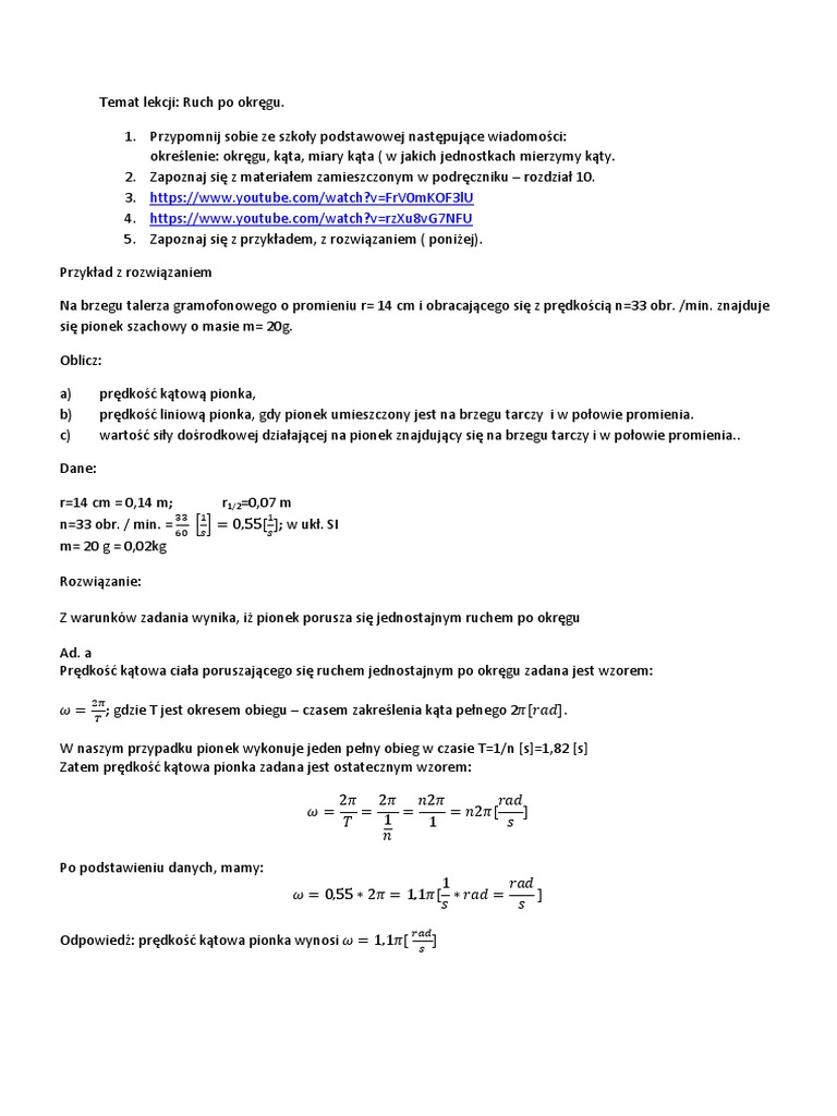 Ruch po okręgu | PDF