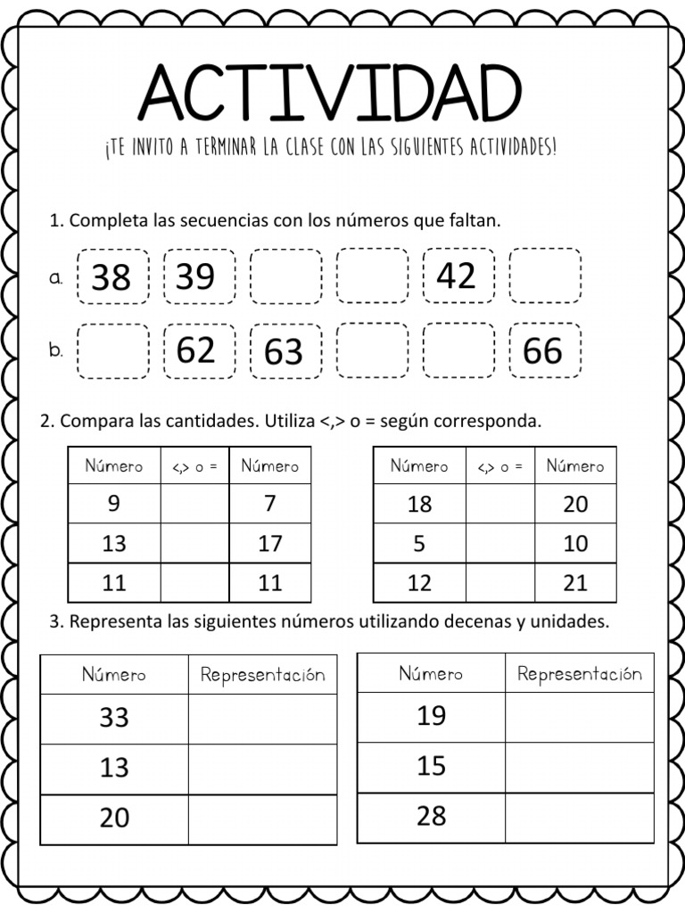 Actividad Numeros Hasta 100 | PDF