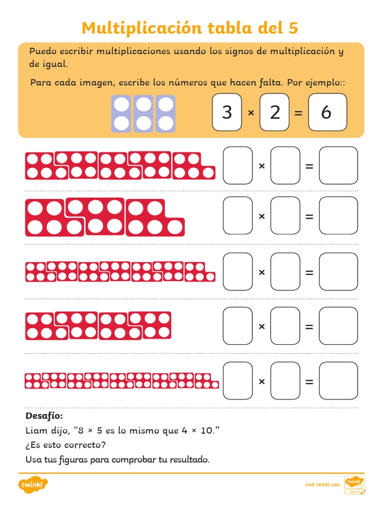 Multiplicación Tabla Del 5 | PDF