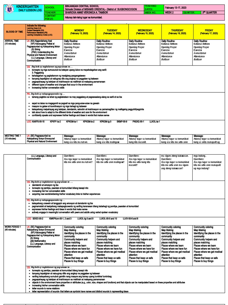Kindergarten-Dll Q3 W2 | PDF | Vocabulary | Learning