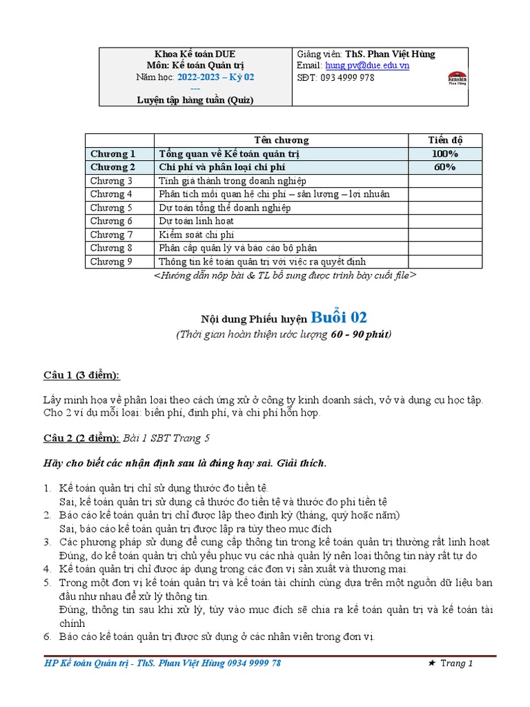 KTQT Buổi.02 Luyện Tập | PDF