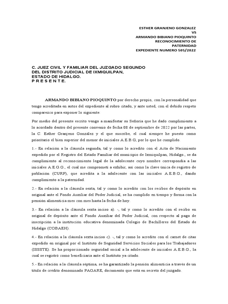 Oficio Cumplimiento Al Convenio Amp | PDF | Gobierno | Justicia