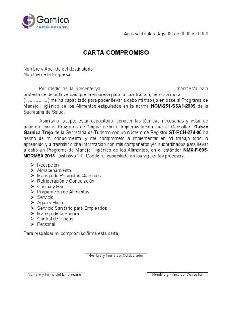 Carta Compromiso Del Personal | PDF | Crecimiento personal y profesional