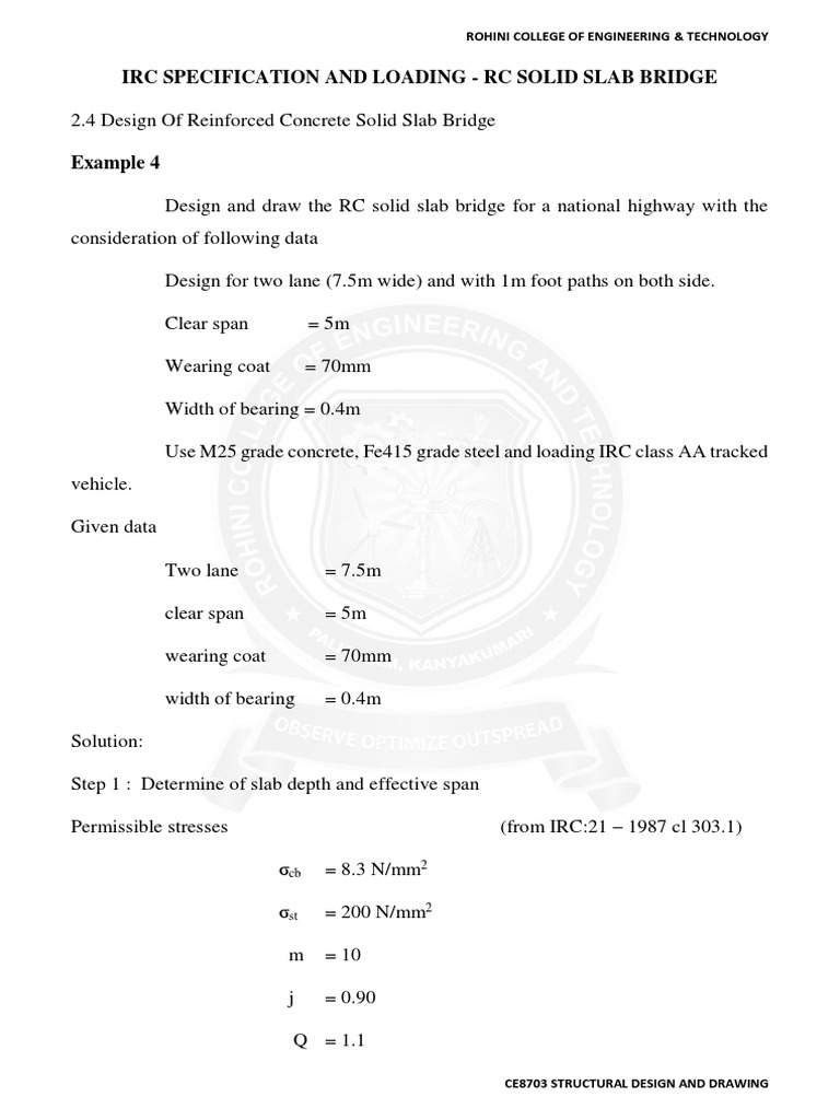 Irc Specification and Loading - RC Solid Slab Bridge | PDF | Bridge ...
