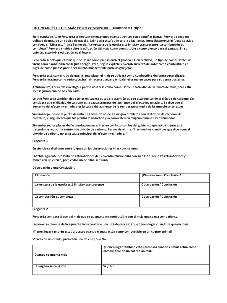 Sustancias de la combustión del maíz | PDF | Gases de efecto ...