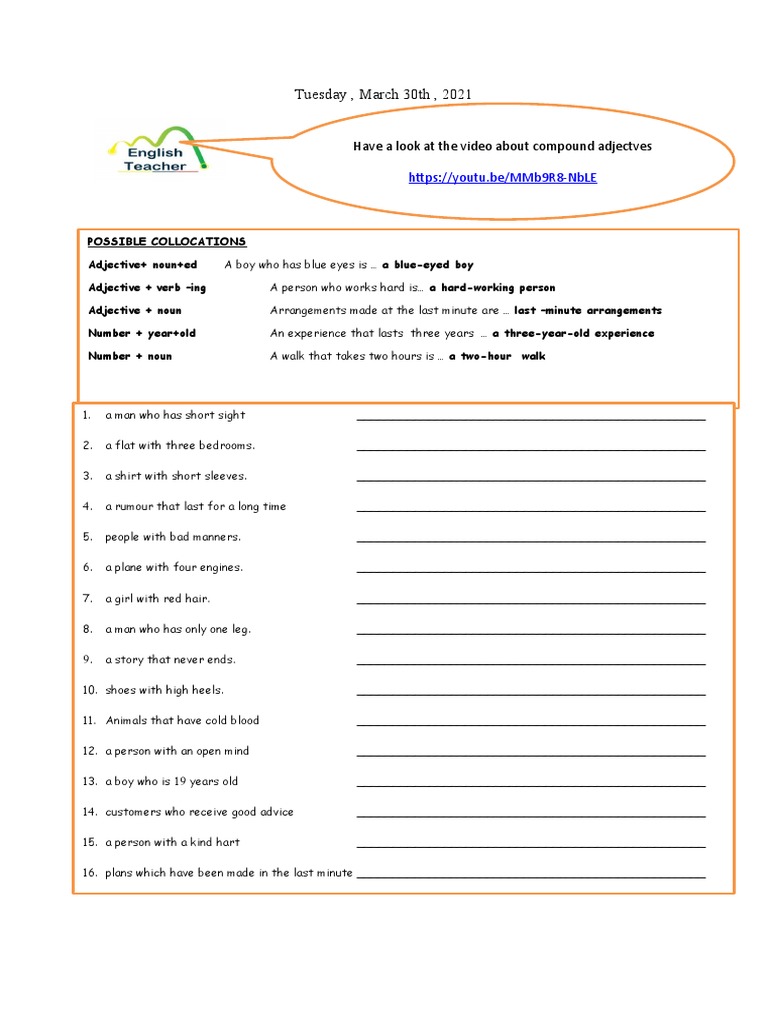 Grammar Lesson Compound Adjectives | PDF | Grammar | Language Mechanics