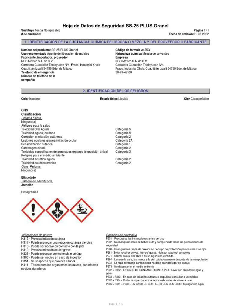 HDS SS-25 | PDF | Química | Ciencias fisicas