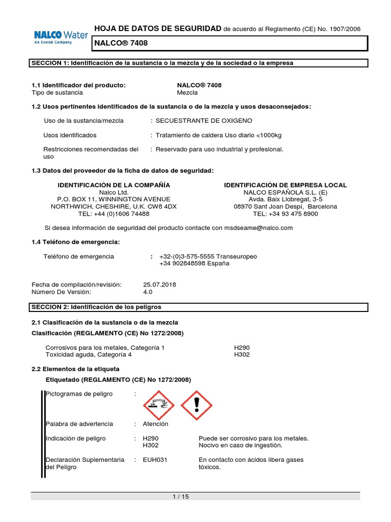 nalco 7408 | PDF | Residuos | Alimentos