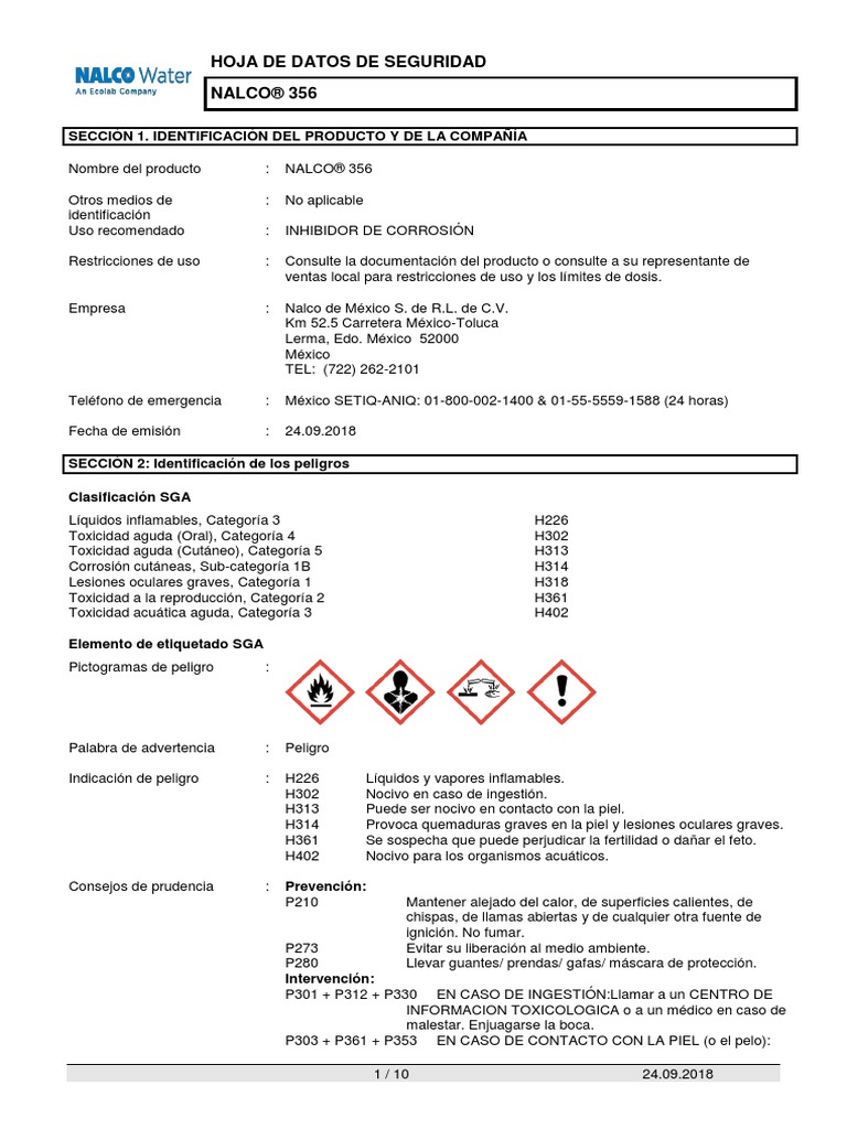 Nalco 356 | PDF | Reciclaje | Agua