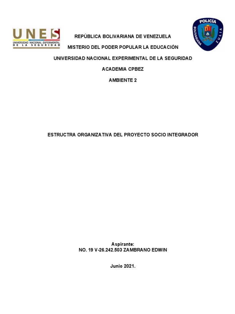 Estructura Organizativa Del Proyecto Socio Integrador | PDF | Conocimiento | Teoría