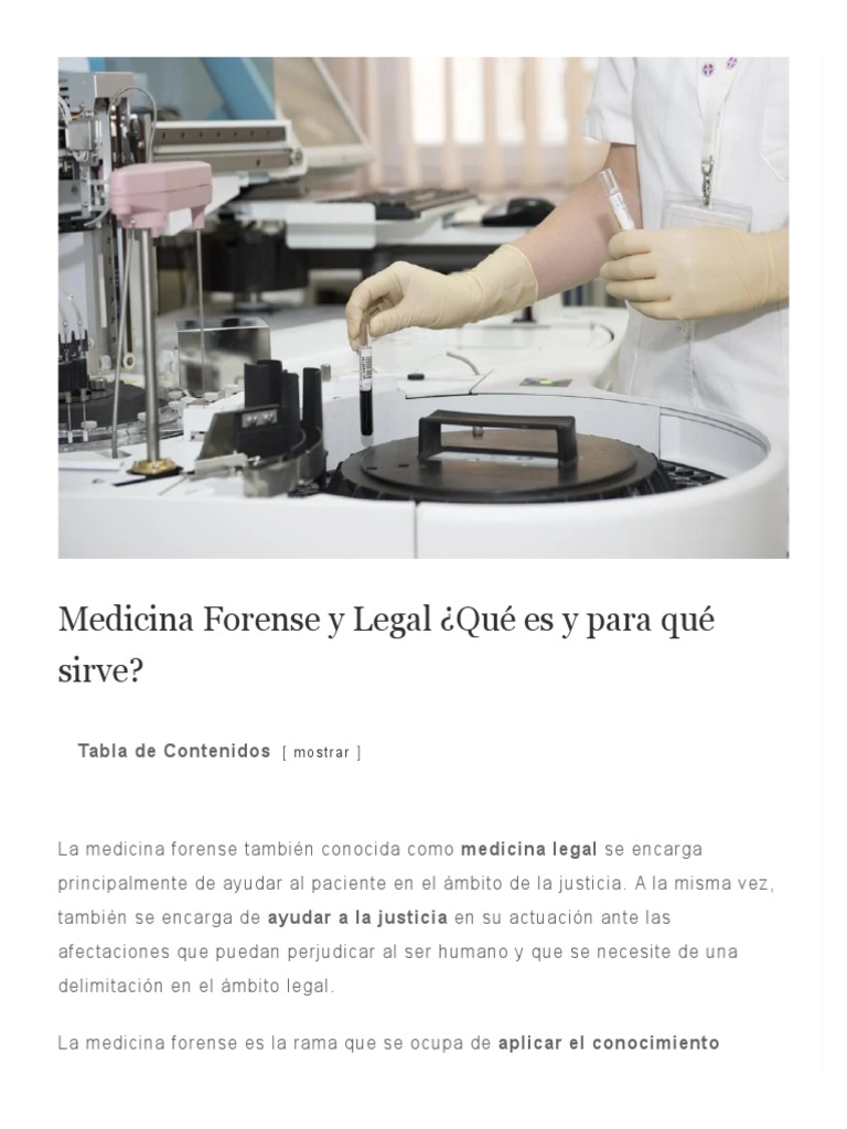 Medicina Forense y Legal ¿Qué Es y para Qué Sirve | PDF ...