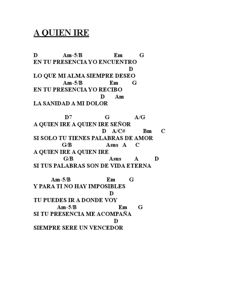 A Quién Iré: Letra y Acordes | PDF
