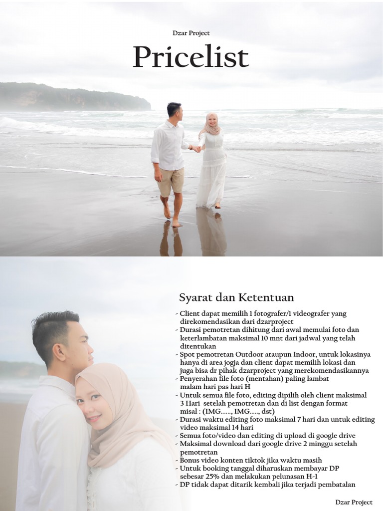 Price List Prewedding | PDF