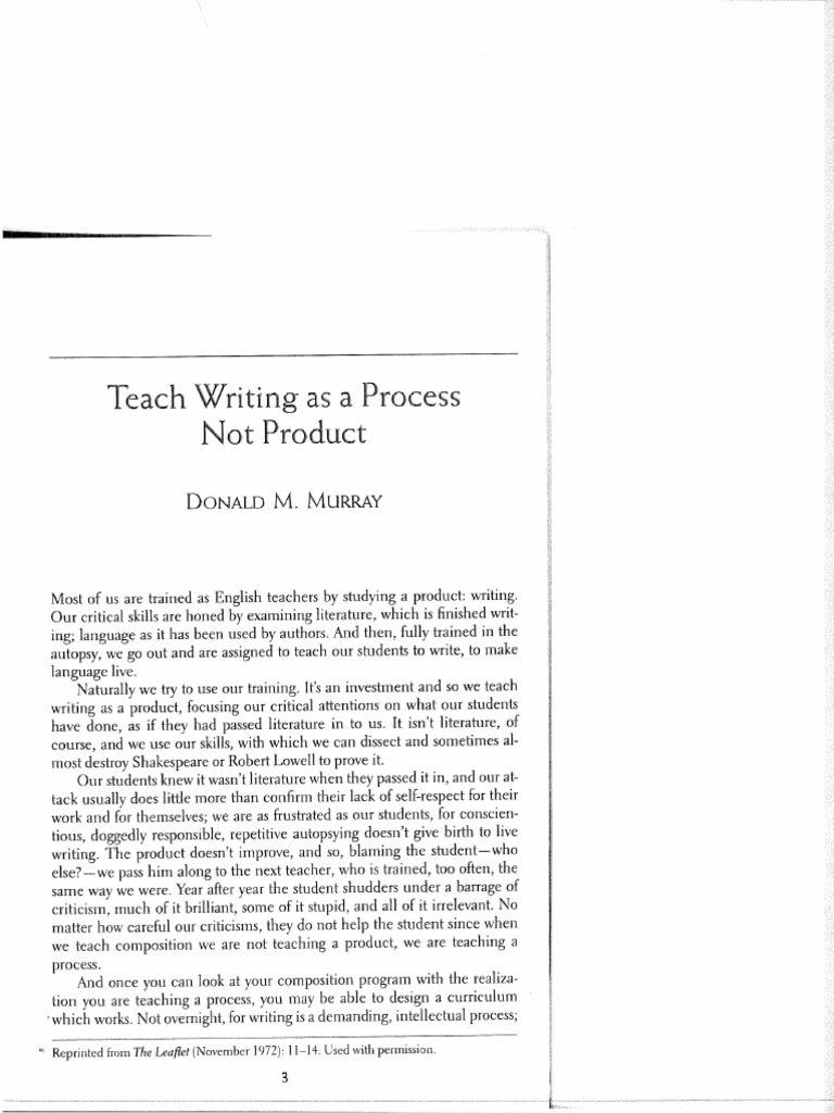 Teaching Writing As Process Not Product | PDF