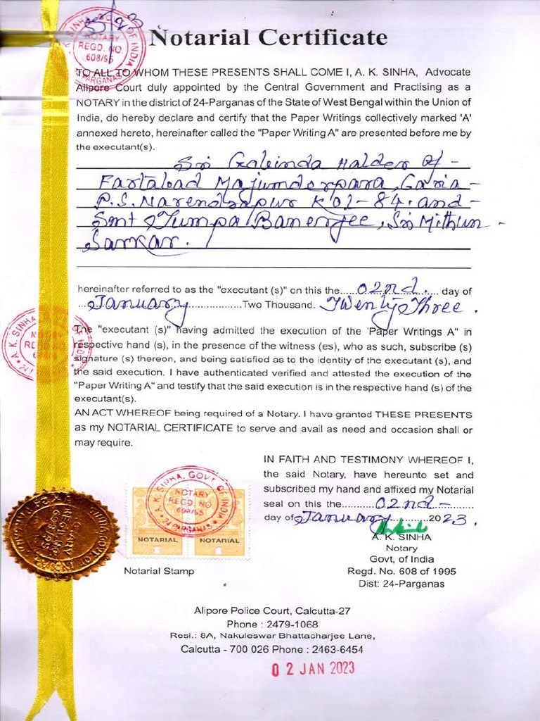 Notary Gobinda Halder | PDF